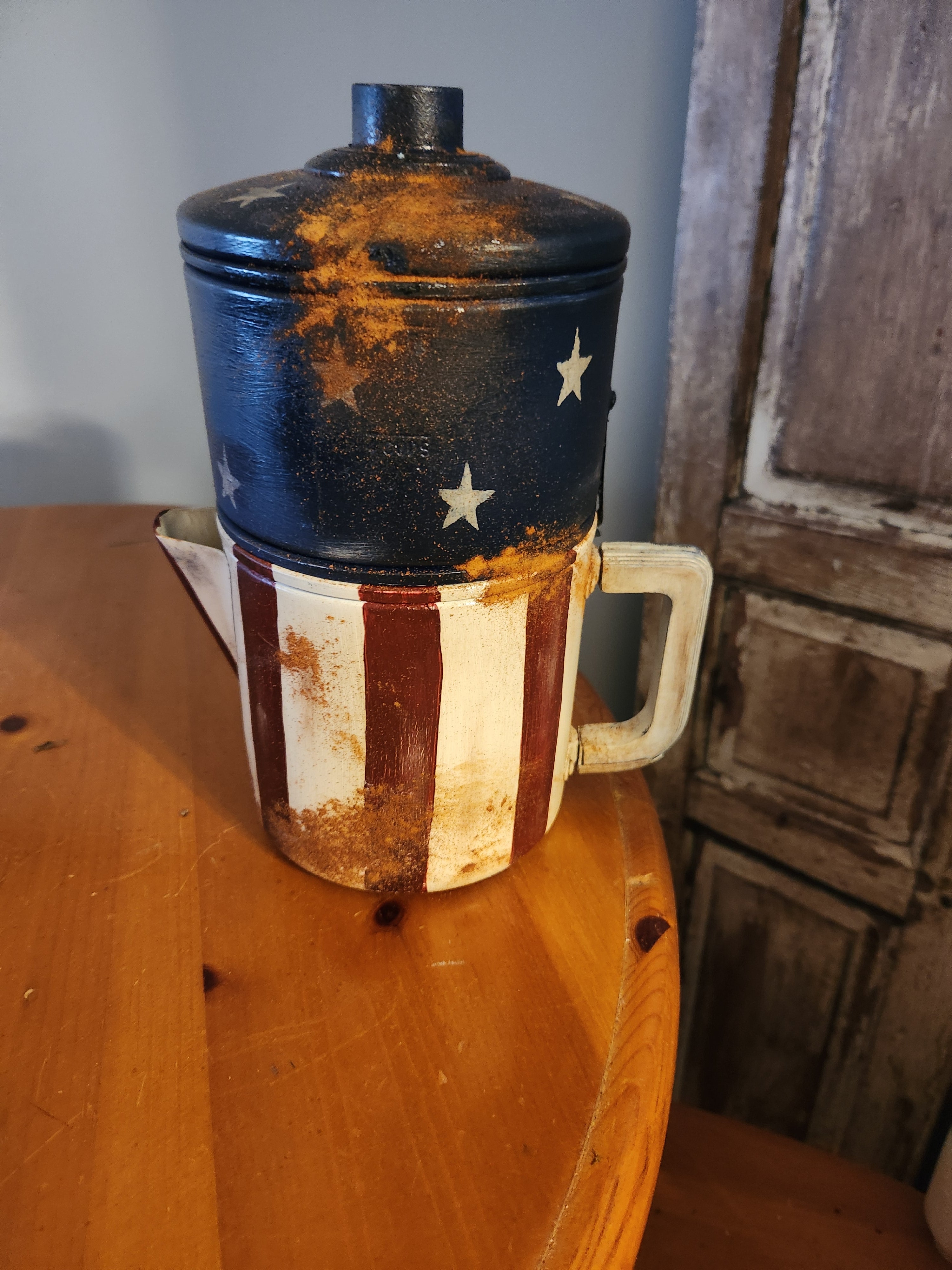 Vintage metal double percolator – Rusty Ole Primitives